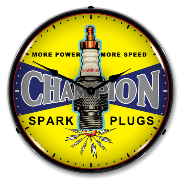 Champion Spark Plugs Vintage LED Lighted Wall Clock - Lighted Wall Clocks